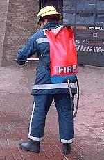 Backpack fire extinguisher